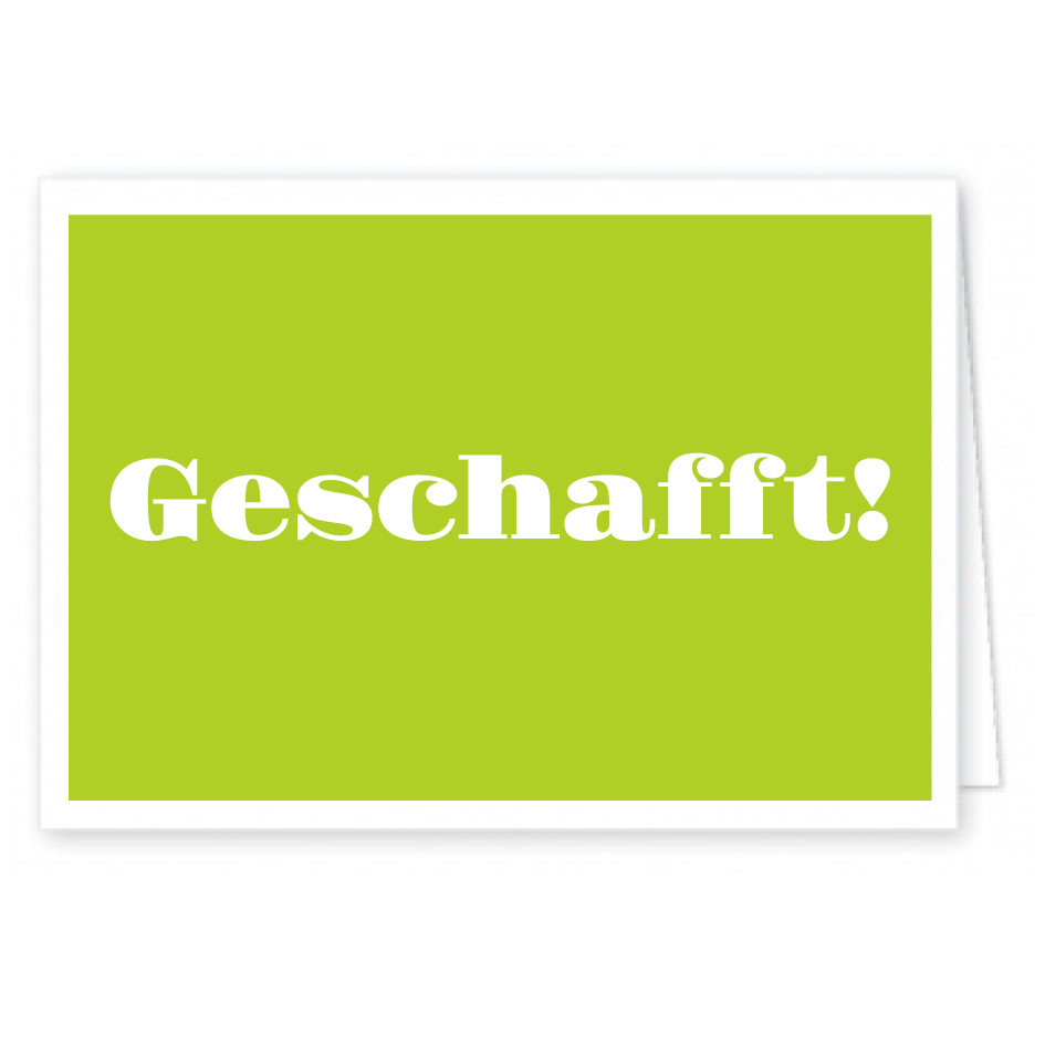 Mini-Klappkarte Geschafft - cosmic-shop - Postkarten, Weihnachtskarten ...